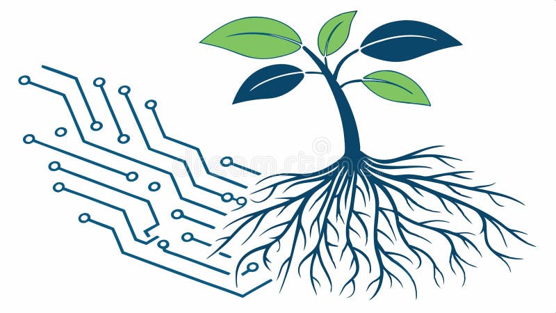 Sprout with Circuit Roots, Technology and Nature, Growth Concept Vector ...