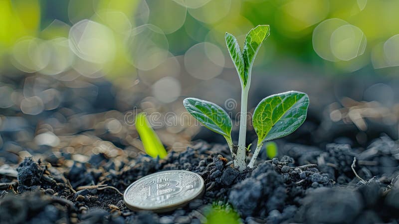 A Sprout from Coins. Selective Focus Stock Photo - Image of investment ...