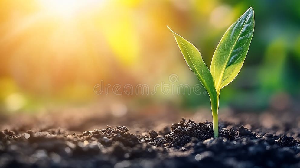 Sprout Emerging from Soil, Sunlight, Growth Stock Illustration ...