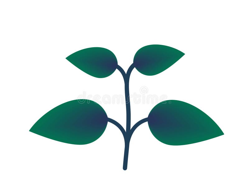 Sprout with Four Leaves Green Gradient Illustration. Spring, Planting ...