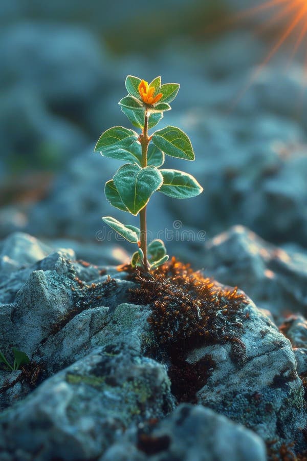 The Sprout of the Future Tree Makes Its Way through the Rocky Surface ...