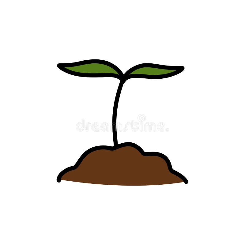 Sprout in the Ground Doodle Icon, Vector Color Line Illustration Stock ...