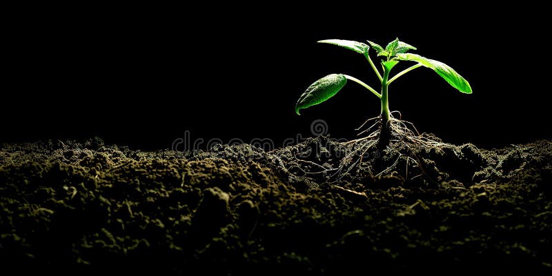 A Sprout in the Ground with Roots Stock Photo - Image of leaf, farmer ...