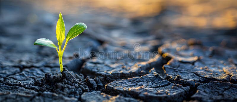 A Sprout Growing Out of Dry Cracked Earth Stock Image - Image of growth ...
