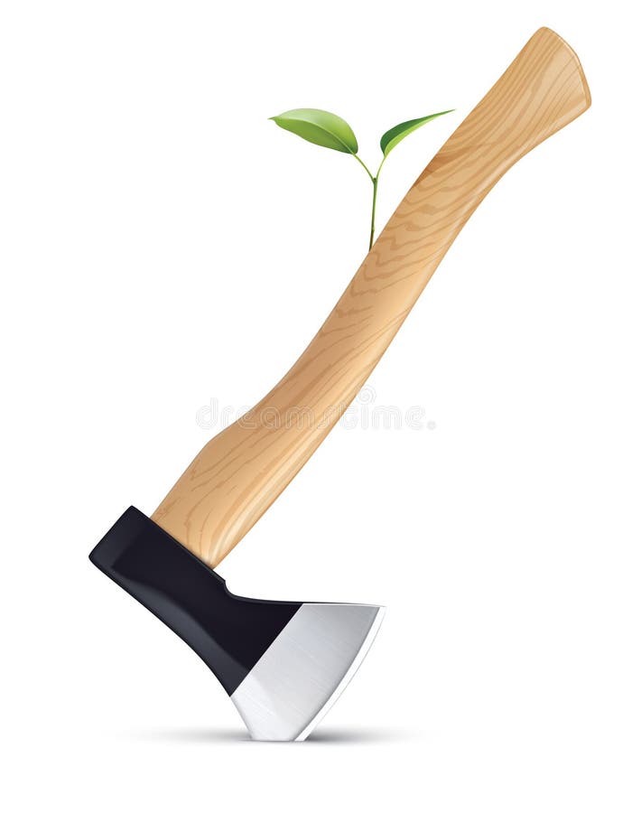 Sprout Grows from an Axe Isolated, Save Earth Concept. Stock ...
