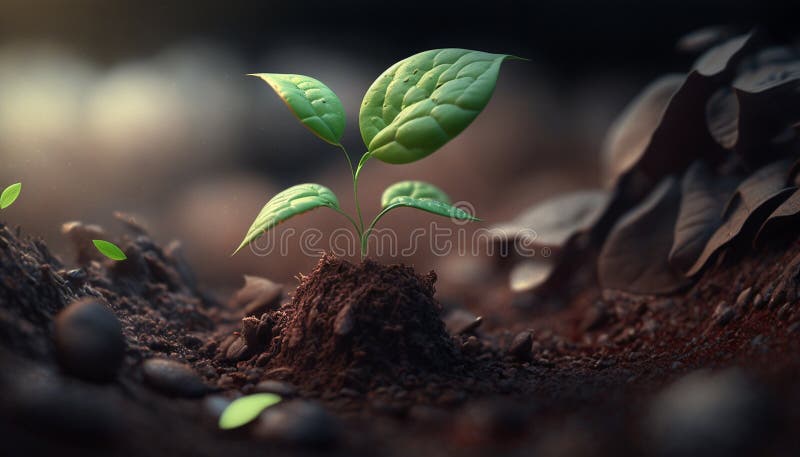 A Sprout Grows from the Ground, Generative Ai Stock Image - Image of ...