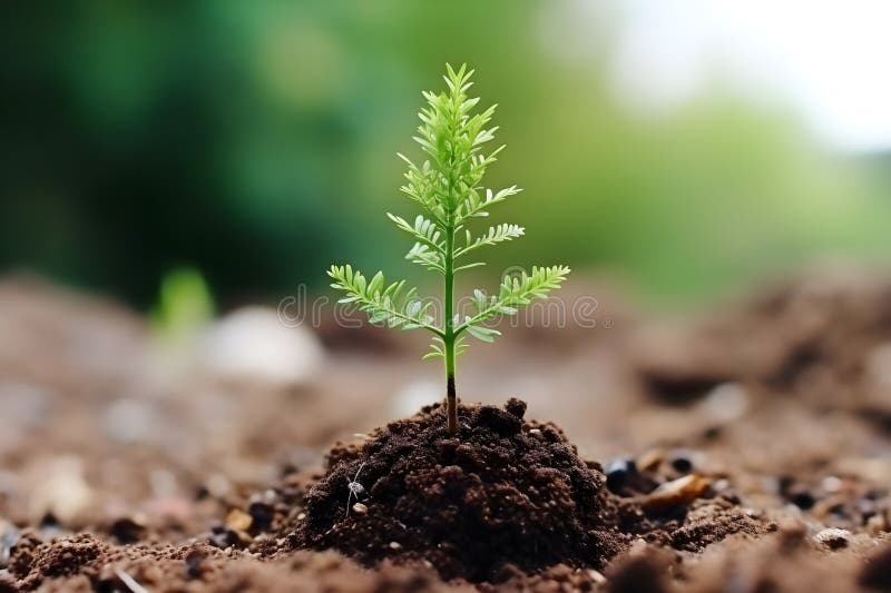 A Sprout Grows on the Site of a Cut Down Forest. Nature Restoration ...