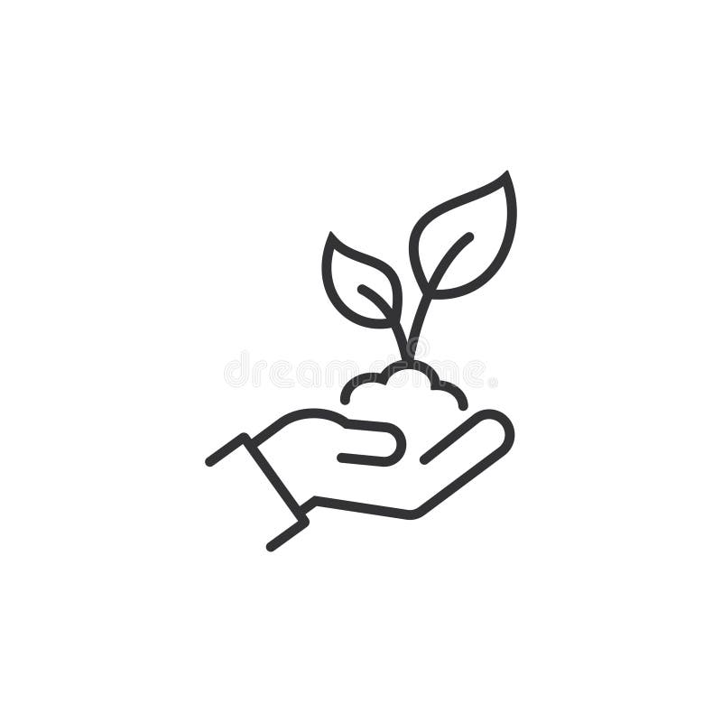 Sprout in Hand Icon. Leaf and Hand Vector Stock Vector - Illustration ...