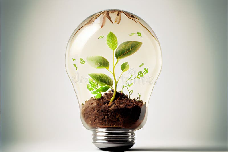 Sprout in a Light Bulb on the Ground Generative Ai Stock Illustration ...