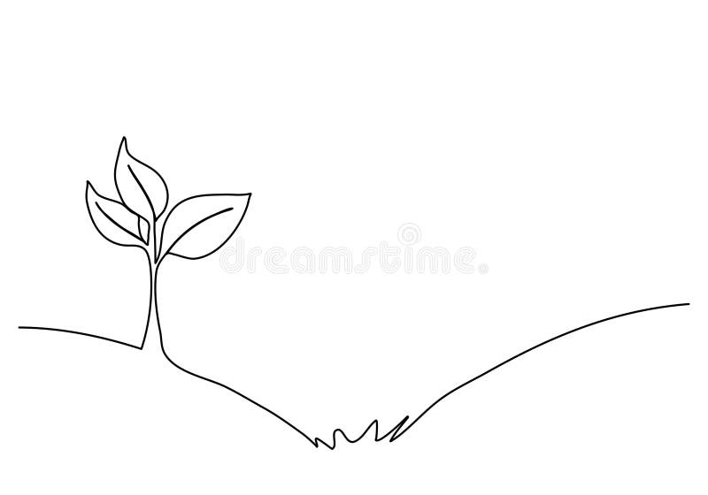 Sprout, One Line Drawing Vector Illustration Stock Vector ...