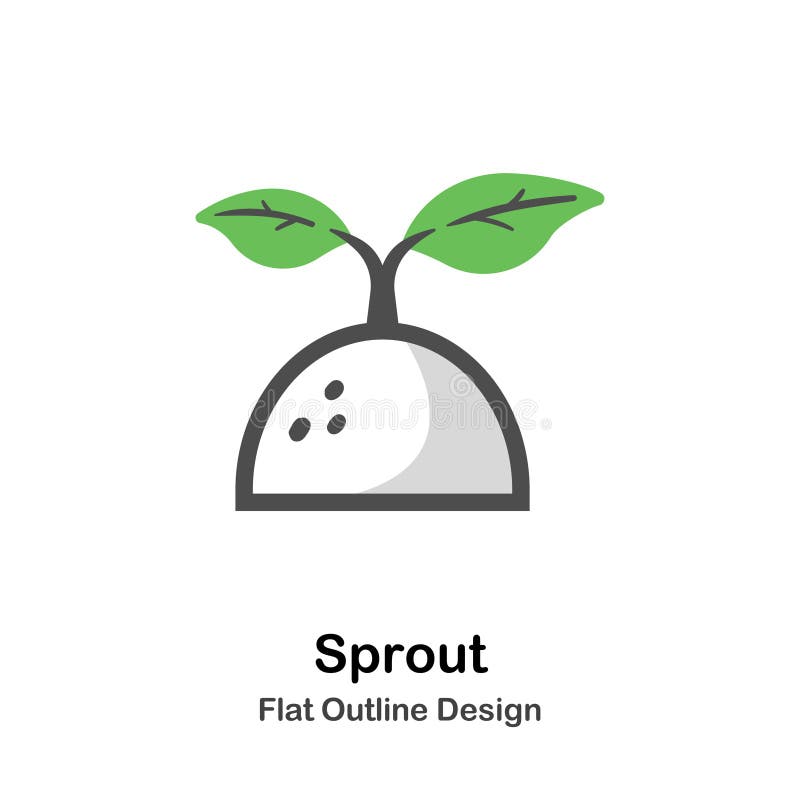 Sprout Outline Flat Illustration Stock Vector - Illustration of seed ...