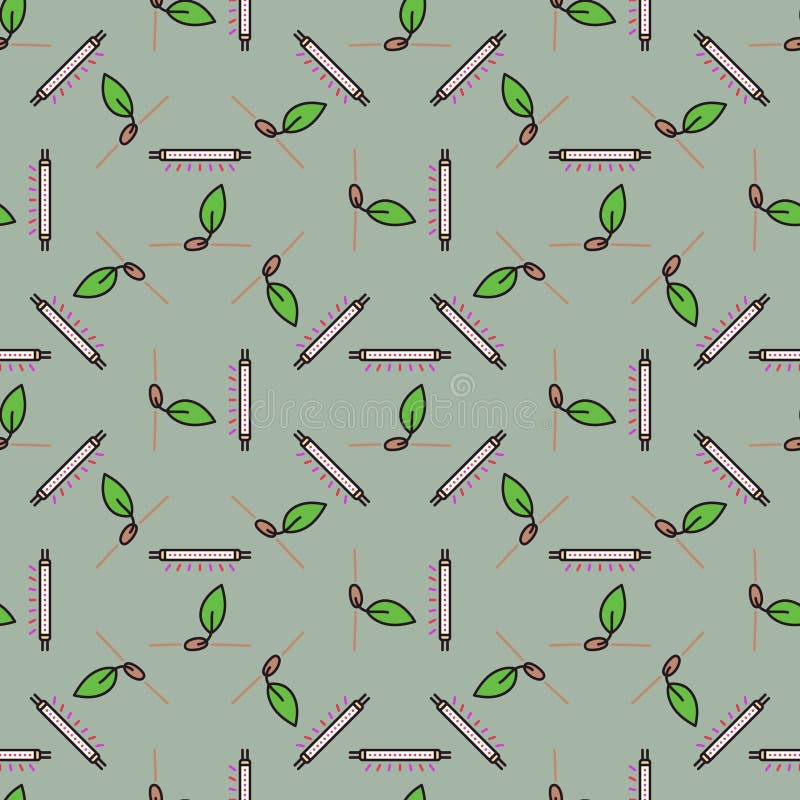 Sprout and Phytolamp Vector Grow Light Colored Seamless Pattern Stock Vector - Illustration of ...