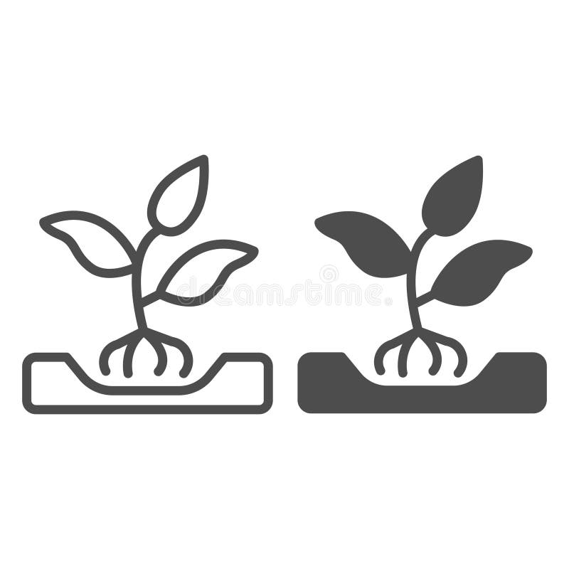 Sprout Planting in Soil Line and Solid Icon, Forest Industry Concept ...