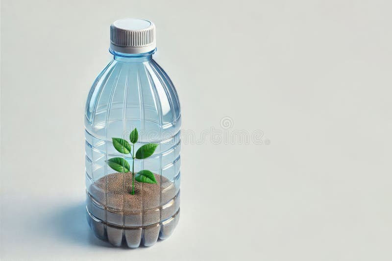 A Sprout in a Plastic Bottle. Space for Text. Stock Image - Image of ...