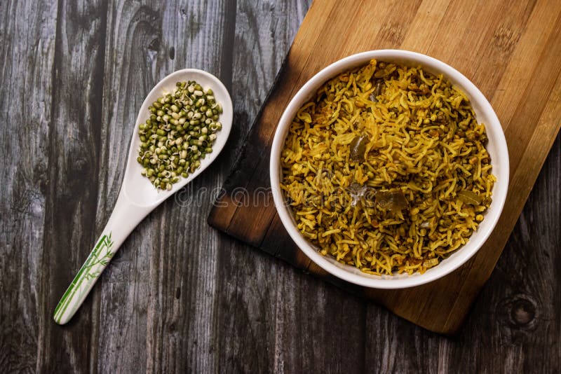 Sprout Rice Inside White Serving Bowl with Black Background Stock Image ...