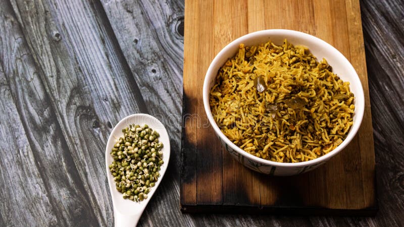 SPROUT RICE INSIDE WHITE SERVING BOWL with BLACK BACKGROUND Stock Image ...