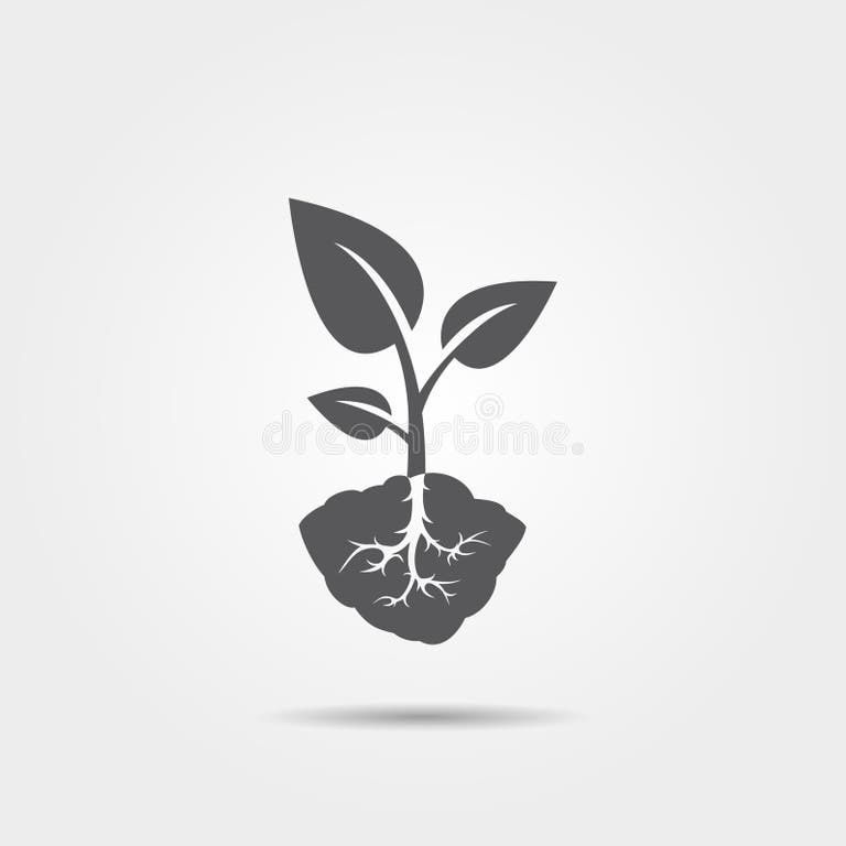 Sprout with root icon stock vector. Illustration of plant - 113929429