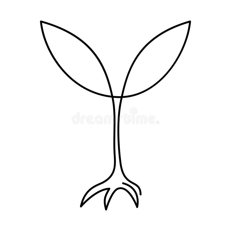Sprout with Roots One Continuous Line Illustration. Spring Concept ...