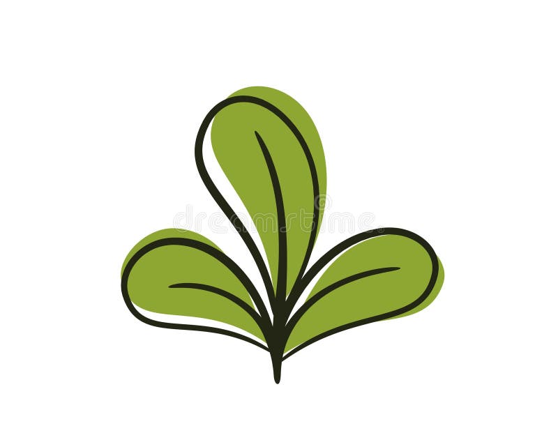Sprout with Three Rounded Leaves. Spring, Planting and Nature Design ...