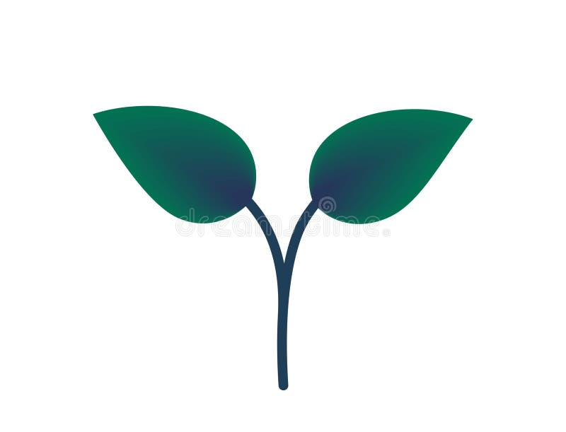 Sprout with Two Leaves Green Gradient Illustration. Spring, Planting ...
