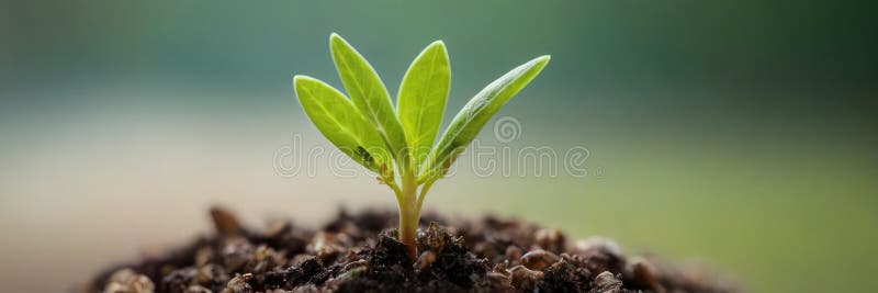 The Sprout of a Young Tree Just Burst Out of the Ground, Close Up Stock ...