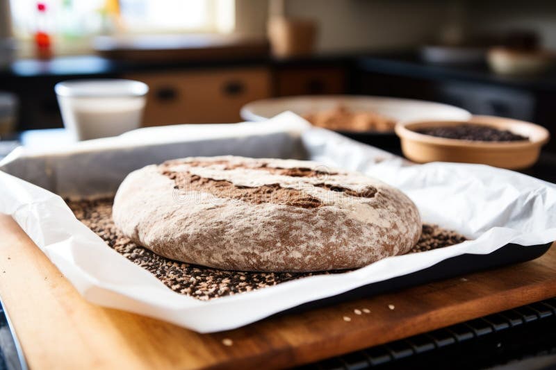 Sprouted Grain Bread Creation Process with Dough and Oven Stock Image ...