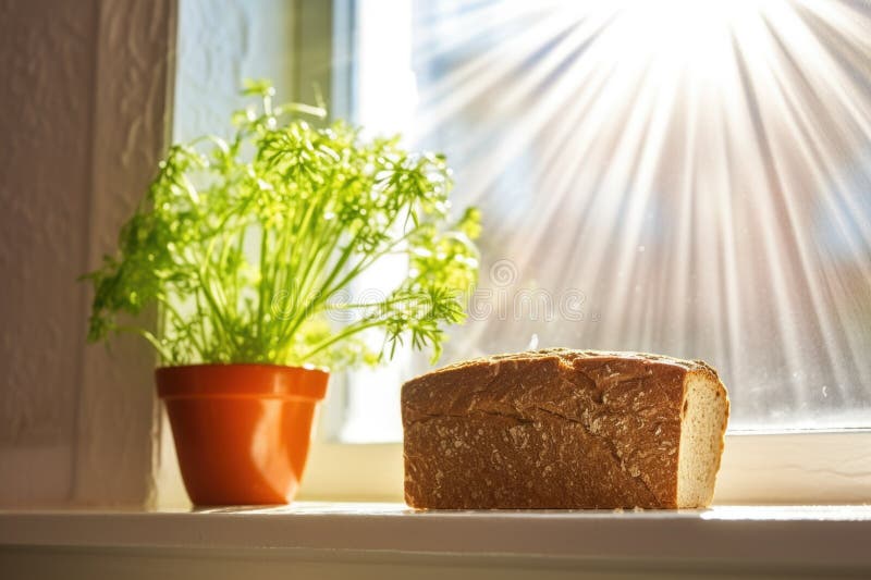 Sprouted Grain Bread Under Sunlight, on a Window Sill Stock Photo ...
