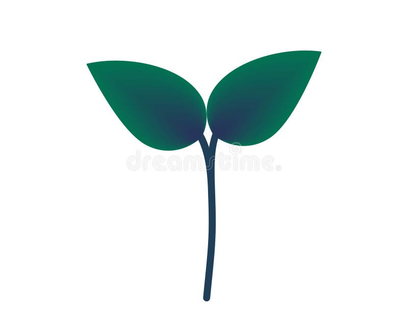Sprouted Plant with Two Leaves Green Gradient Illustration. Seedling ...