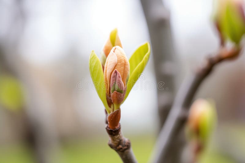 Sprouting Buds on a Young Magnolia Tree Stock Image - Image of flower ...