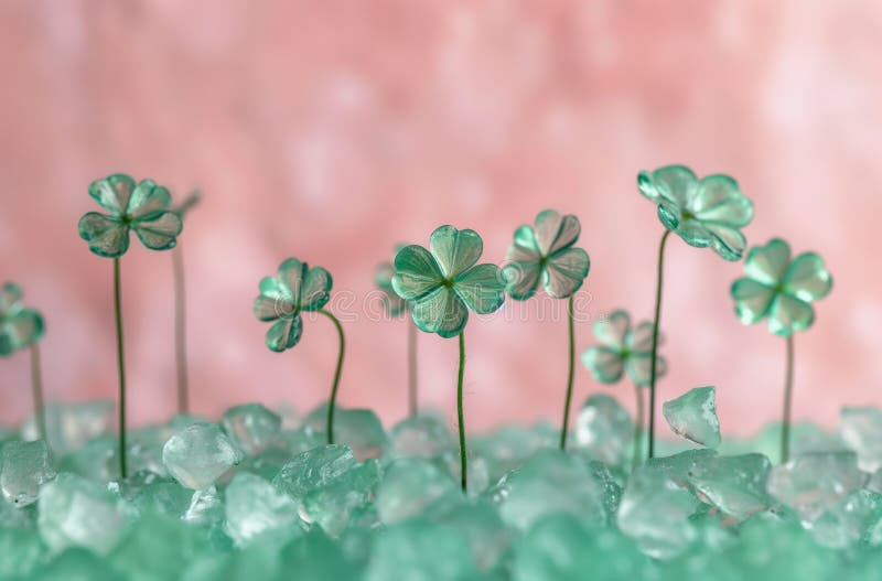 Sprouting clover on pink stock photo. Image of surface - 316343770