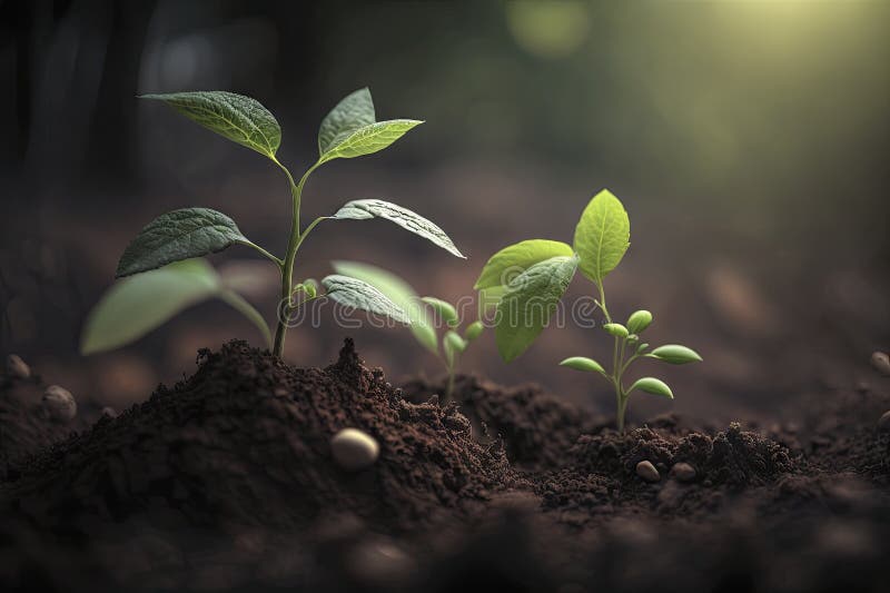 Sprouting Life on Forest Soil Background. Perfect for Nature-Themed ...