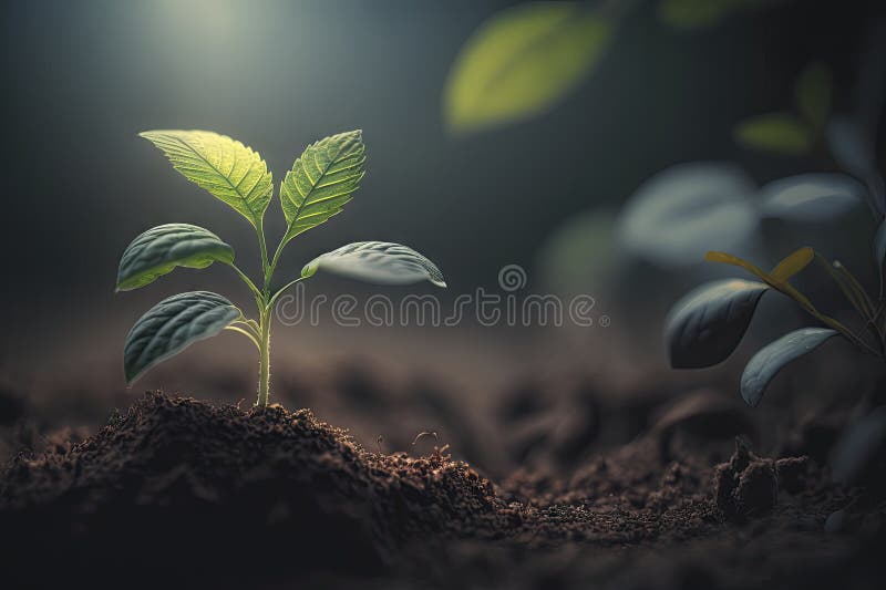 Sprouting Life on Forest Soil Background. Perfect for Nature-Themed ...