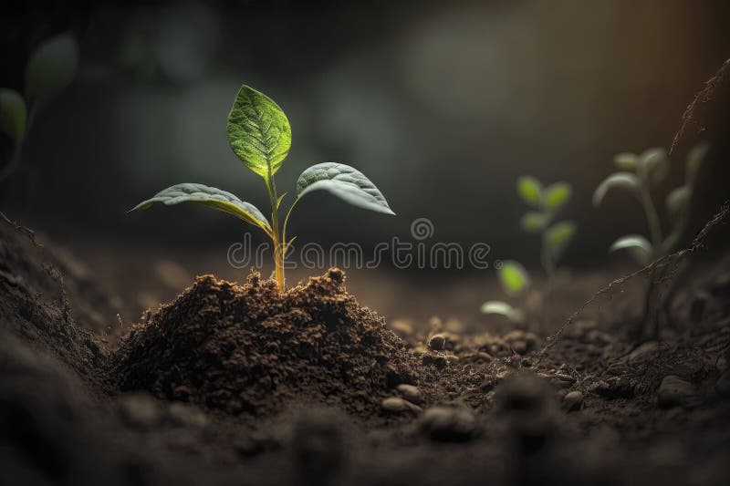 Sprouting Life on Forest Soil Background. Perfect for Nature-Themed ...