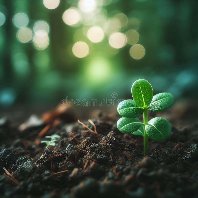 Sprouting Life: Green Seedling in Soil, Ecology Concept Stock ...