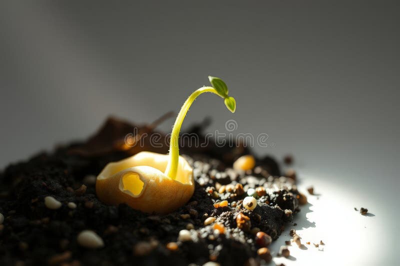 Sprouting Lima Bean in Sunlight Stock Illustration - Illustration of ...