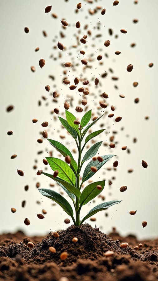 Sprouting Plant Falling Seeds Fertile Soil Stock Photos - Free ...