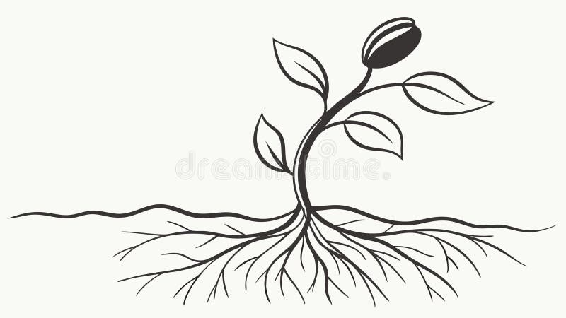 Sprouting Plant with Roots, Growth and Foundation, Nature, Vector ...