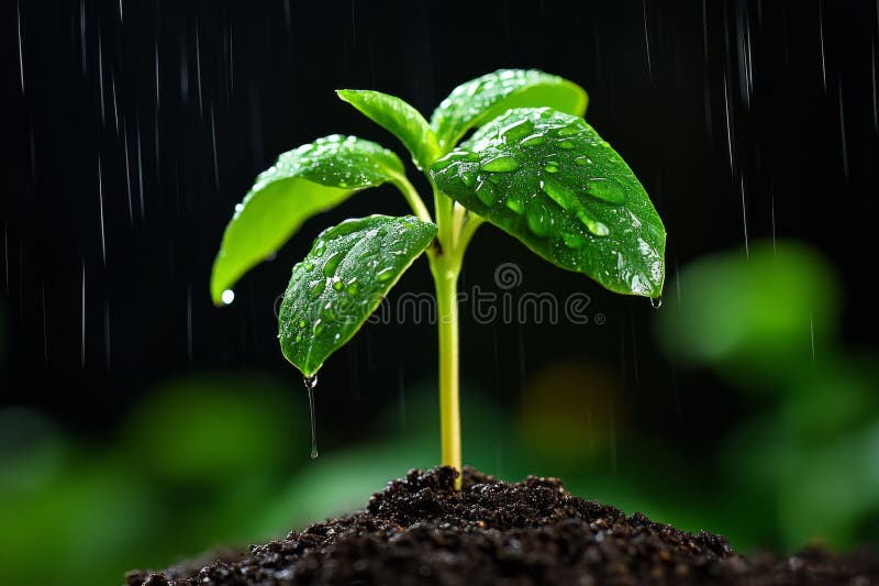 Sprouting Seed, Fresh Earth, Gentle Rain Begins the Process of Growth ...