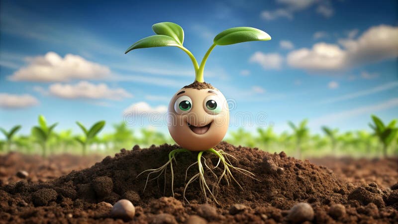 The Sprouting Seed: a Journey of Growth and Humor AI Generated Stock ...