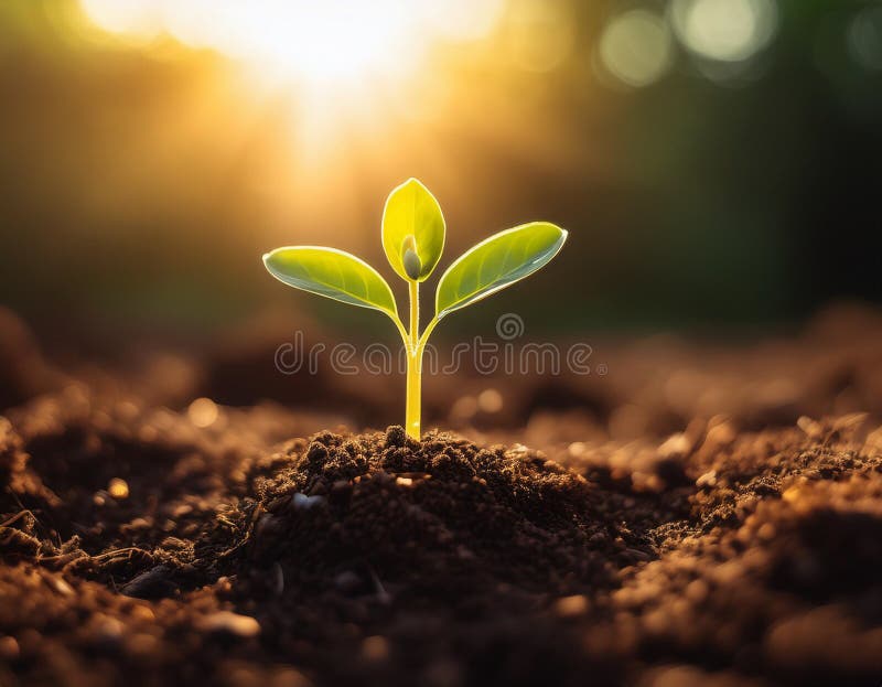 Sprouting Seed in Soil Under Sunlight, Representing Leadership ...