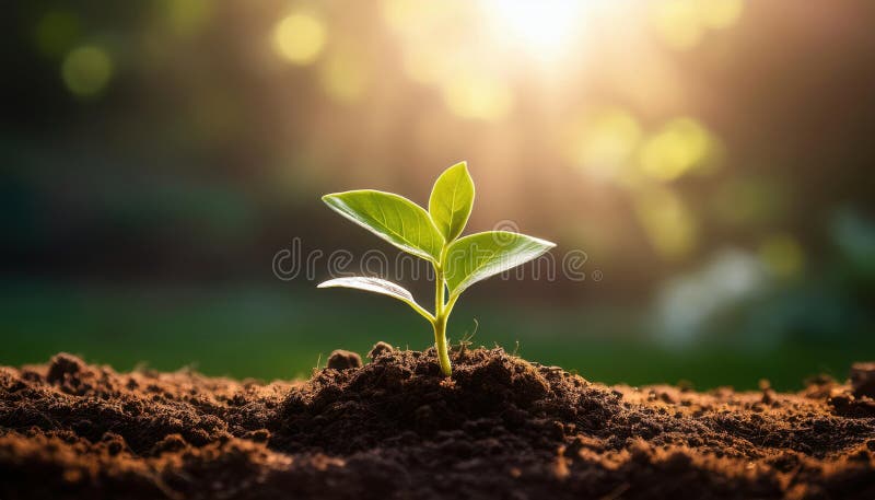 Sprouting Seedling in Fresh Soil Under Soft Sunlight Evokes Growth and ...
