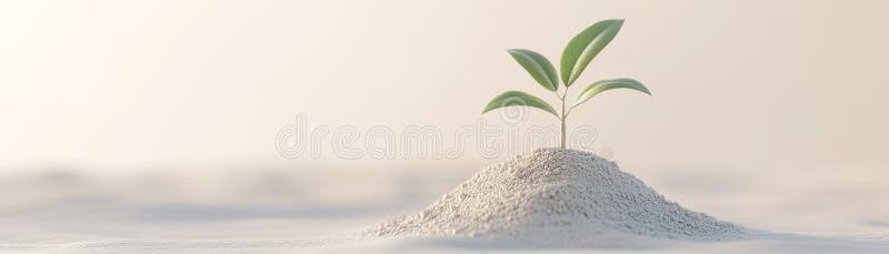 A Sprouting Seedling with Luminous Green Leaves Rises from a Small ...