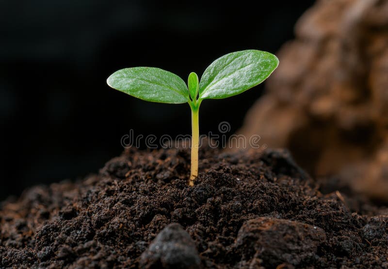 Sprouting seedling in soil stock illustration. Illustration of sprout ...