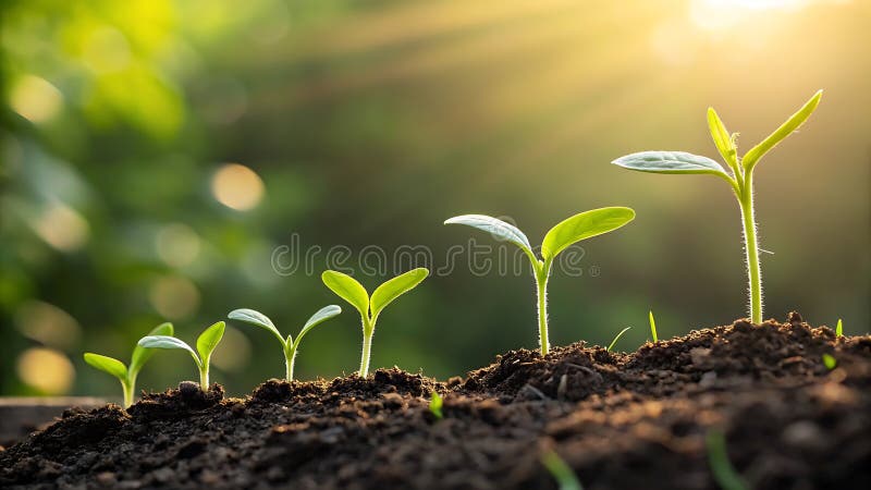 Sprouting Seedlings Growing in Soil, a Symbol of New Beginnings Stock ...