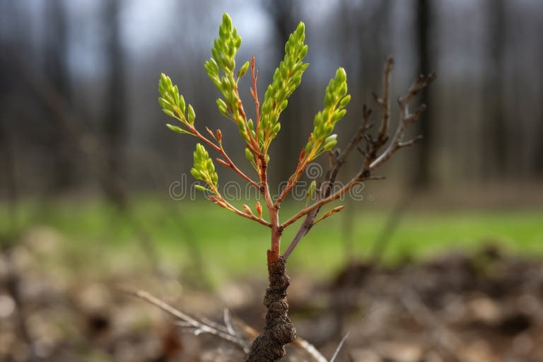 Sprouting Tree with Buds and New Leaves in Springtime Stock ...