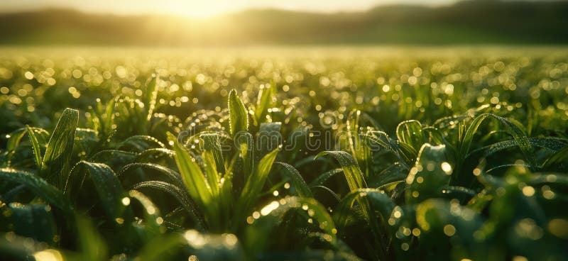 Sprouts in the Spring Field. Agriculture Banner. Sprouting Seeds from a ...