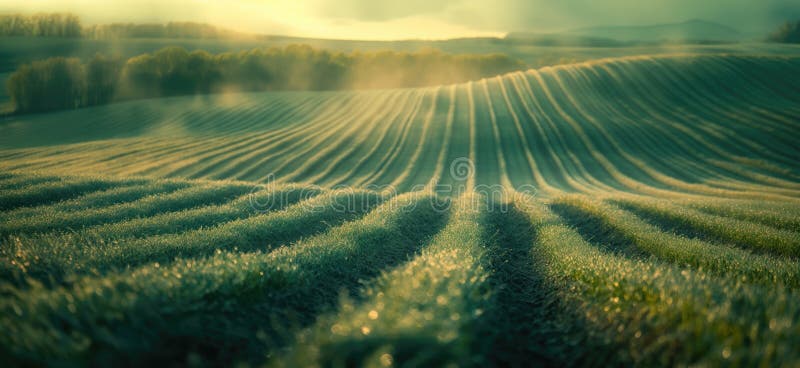 Sprouts in the Spring Field. Agriculture Banner. Sprouting Seeds from a ...