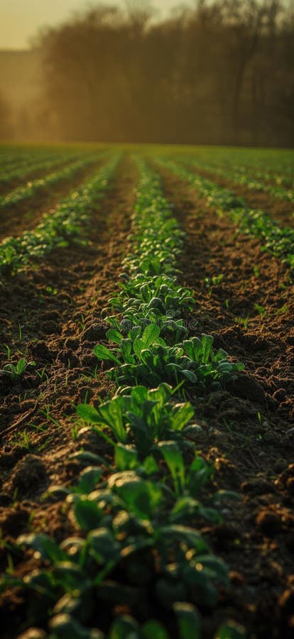Sprouts in the Spring Field. Agriculture Banner. Sprouting Seeds from a ...