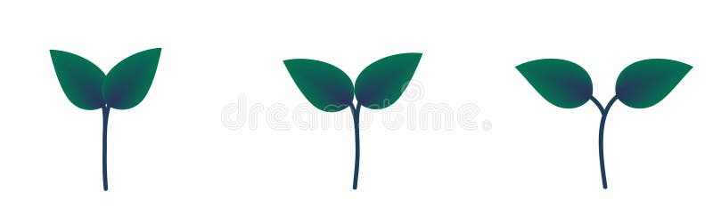 Sprouts with Two Leaves Green Gradient Illustrations. Spring, Planting ...