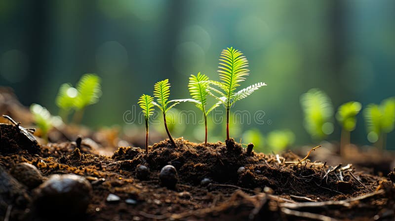 Sprouts of Young Trees on the Background of the Forest, the Idea for a ...
